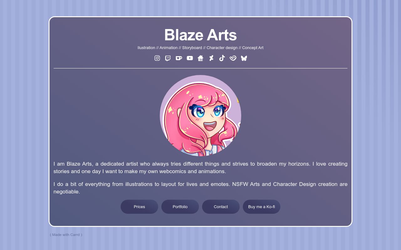 Blaze Arts Comission Card